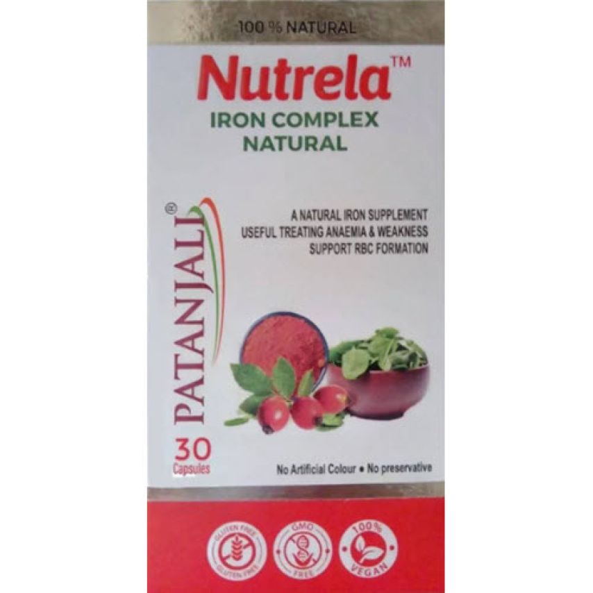 Nutrition-bars, patanjali nutrela iron complex natural 30tabs